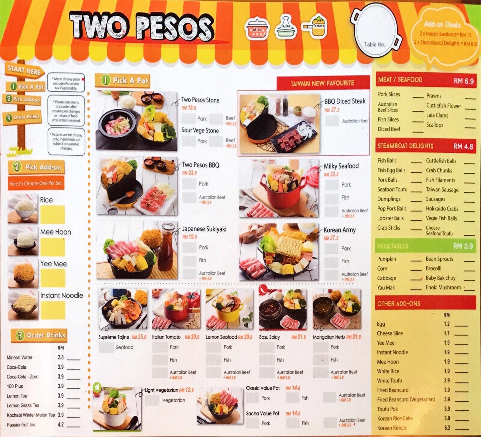 Two Pesos Puchong 两披索靓汤 menu and price 2022-2023 | YummyAdvisor