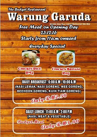 Warung Garuda - The Budget Restaurant, Restaurant, Kuching | YummyAdvisor