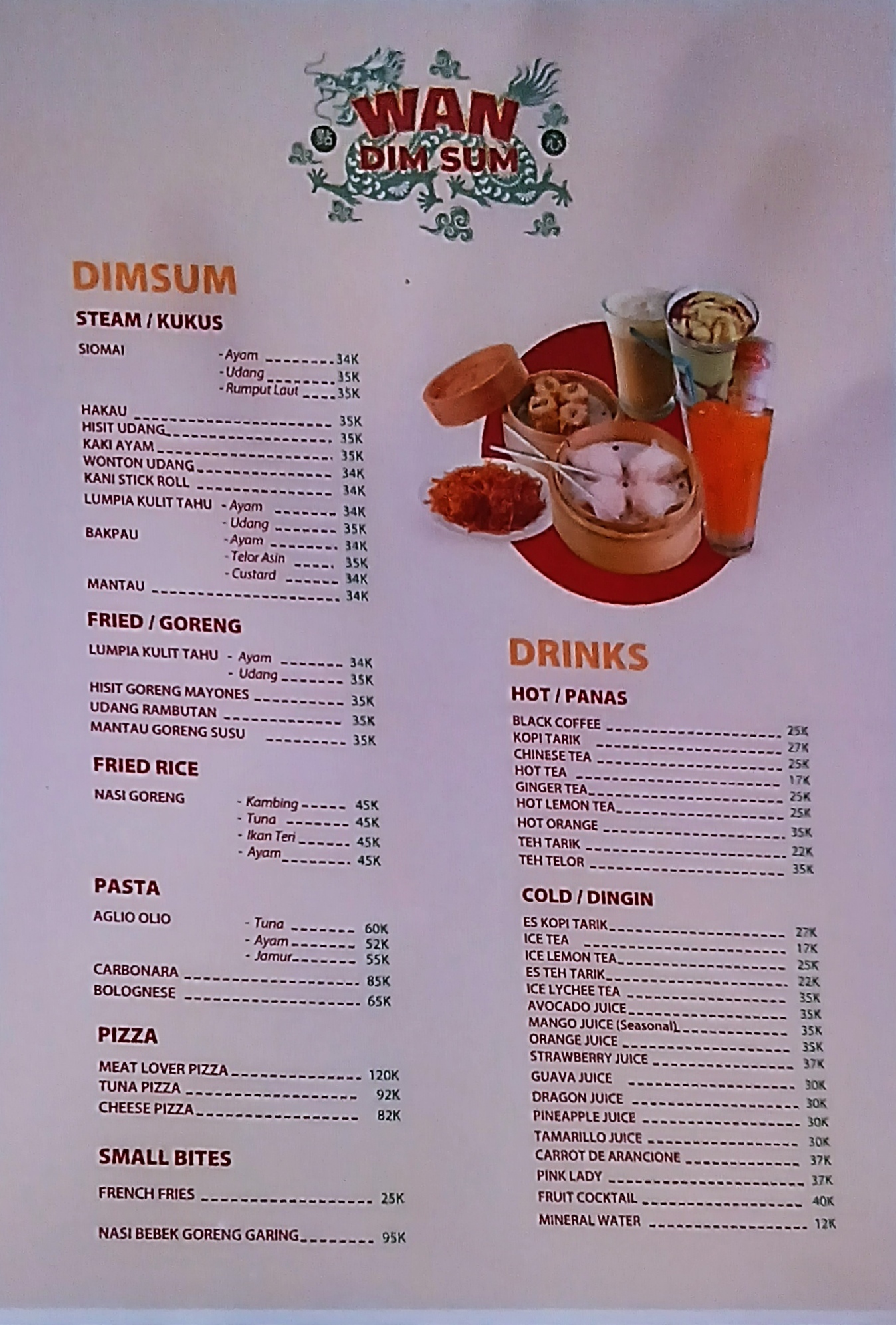 Harga menu Wan Dim Sum terbaru 2022-2023 di Jakarta,Jakarta