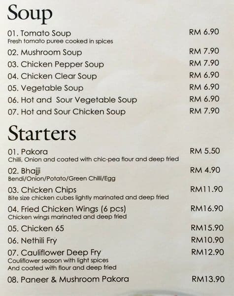 Namaste @TTDI menu and price 2022-2023 | YummyAdvisor
