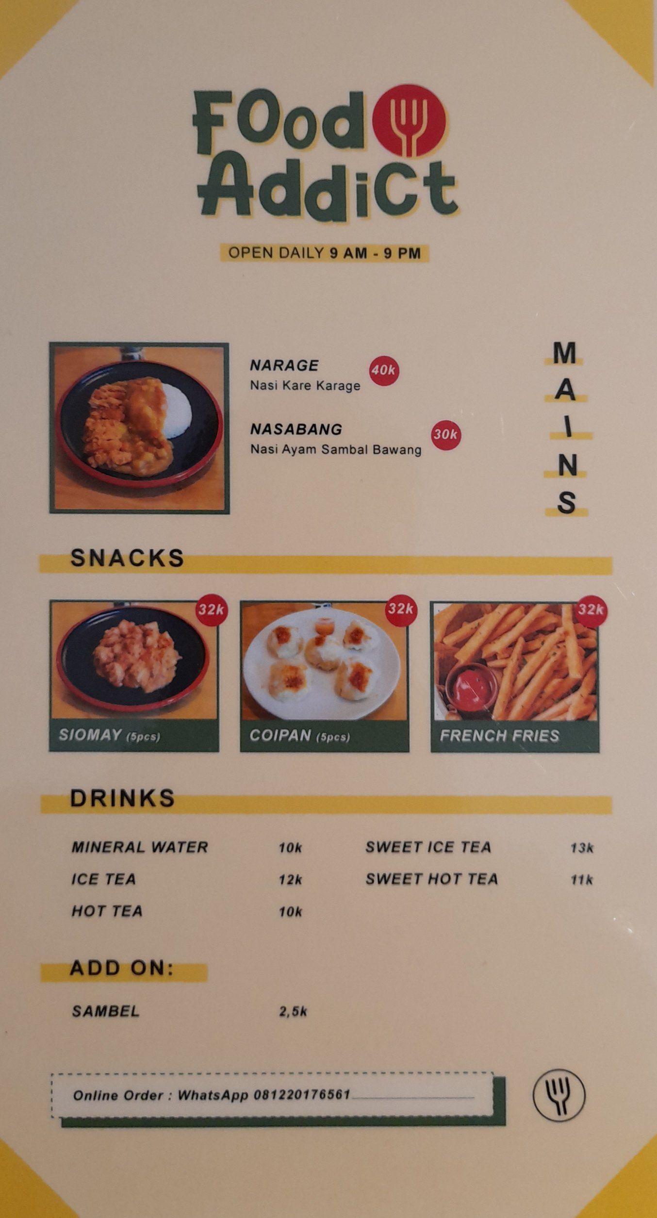 Harga menu Food Addict terbaru 2022-2023 di Jakarta,Jakarta