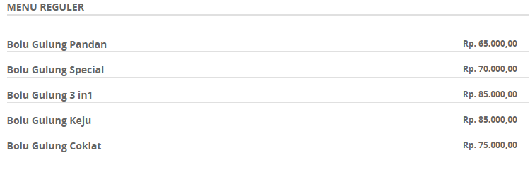Harga menu Bolu Meranti terbaru 2022-2023 di Jakarta,Jakarta