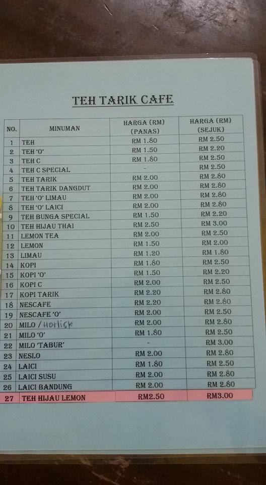 Teh Tarik Cafe menu and price 2022-2023 | YummyAdvisor