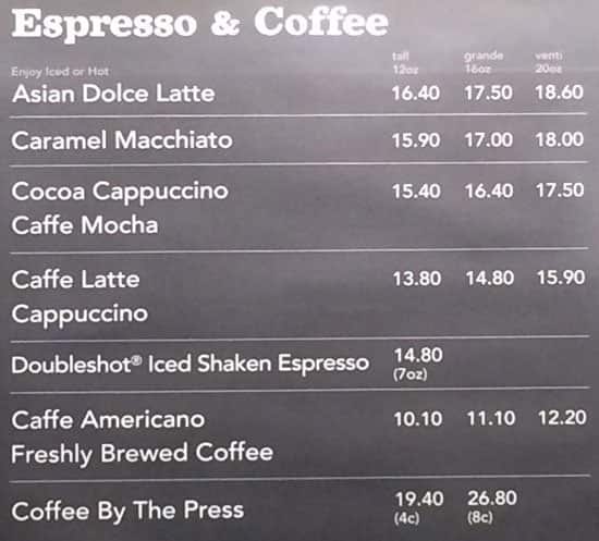 Starbucks malaysia menu store