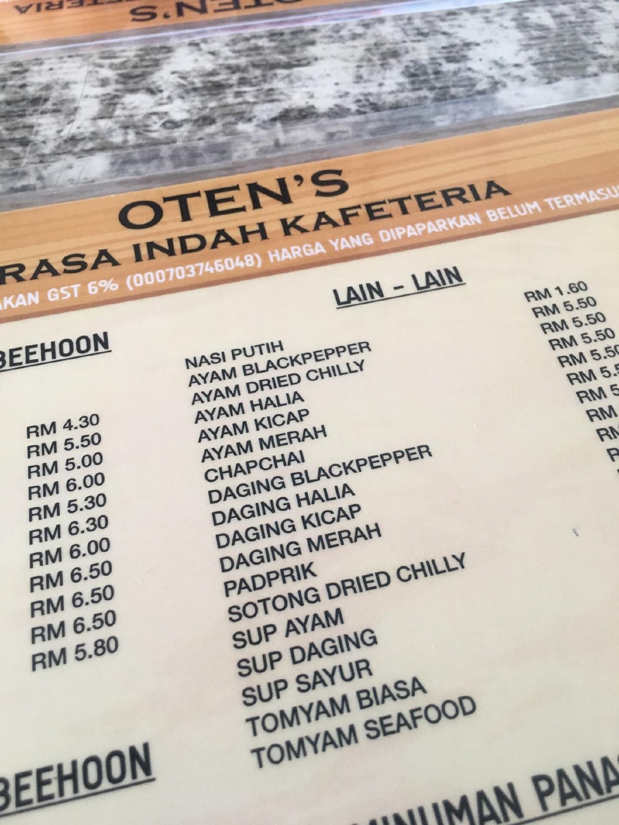 Oten's @ Rasa Indah Kafeteria, Kafe, Kota Samarahan | YummyAdvisor