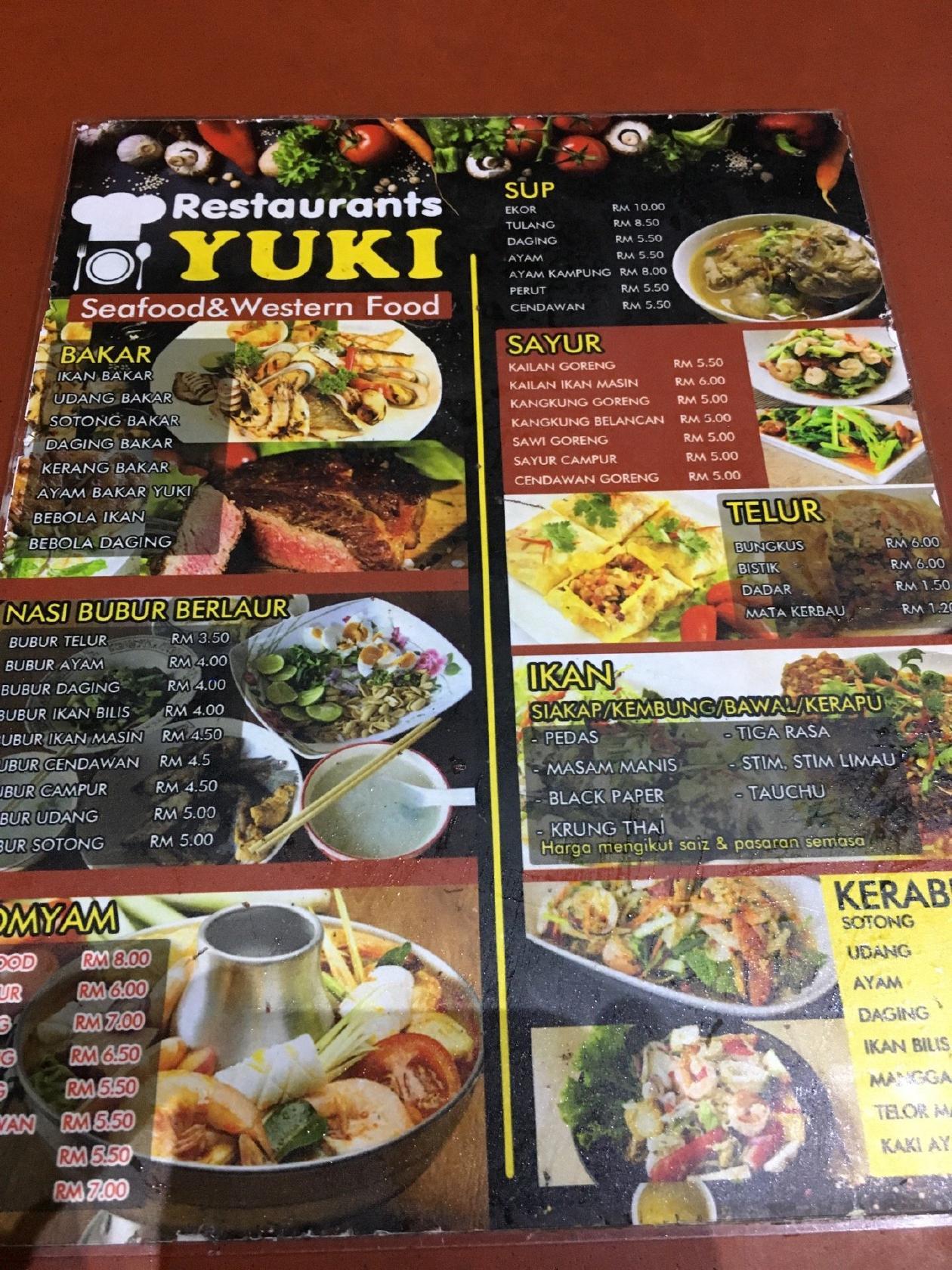 Restoran Yuki menu and price 2022-2023 | YummyAdvisor