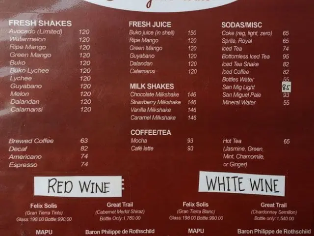 Cafe Juanita menu price 2022-2023 near Molito Commercial Complex in ...